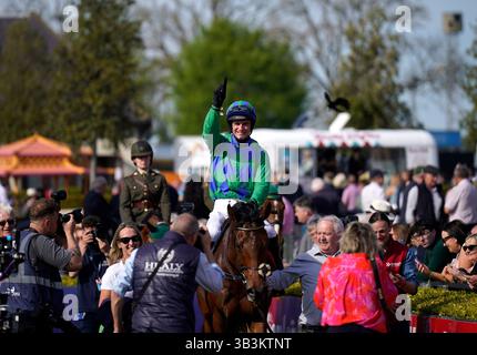 Danny Mullins aboard Champ Kiely after winning the Dooley Insurance Group Champion Novice Chase ...