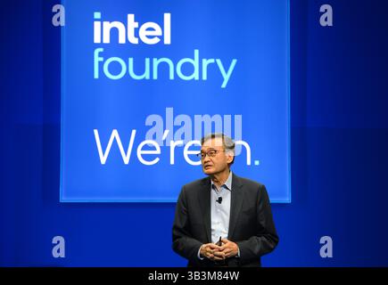 Intel CEO Lip-Bu Tan delivers a speech during the Computex 2026 ...