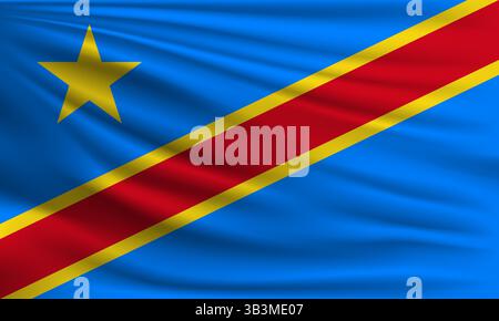 3d realistic Waving flag of DR Congo Isolated. Template for poster ...