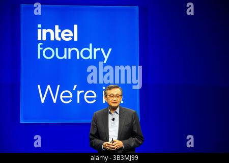 Intel CEO Lip-Bu Tan delivers a speech during the Computex 2026 ...
