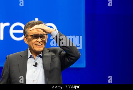Intel CEO Lip-Bu Tan delivers a speech during the Computex 2026 ...