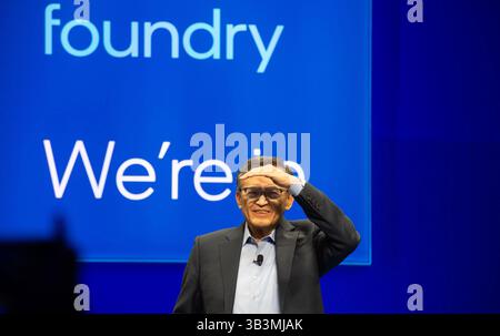 Intel CEO Lip-Bu Tan delivers a speech during the Computex 2026 ...