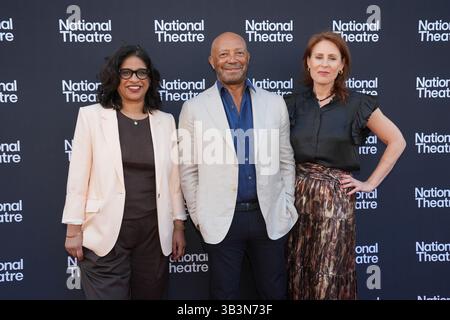 (left to right) Indhu Rubasingham, Sir Damon Buffini and Kate Varah ...