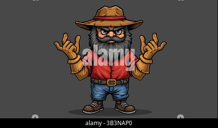 Rock 'n' Roll Cowboy Illustration – Wild West Music Legend with Guitar ...