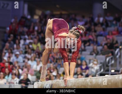 April 19, 2025: Oklahoma's Jordan Bowers following her floor routine ...