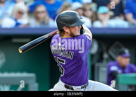 Colorado Rockies' Hunter Goodman in action during a baseball game ...