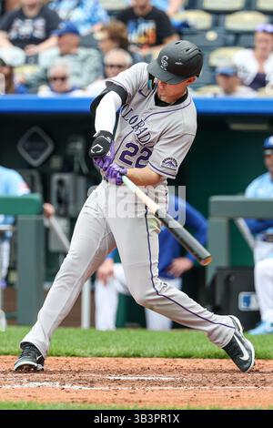 Colorado Rockies' Mickey Moniak (22) looks on from the dugout before a ...