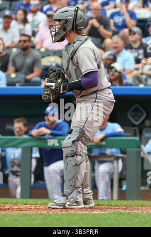 Colorado Rockies catcher Hunter Goodman (15) during the first inning in ...