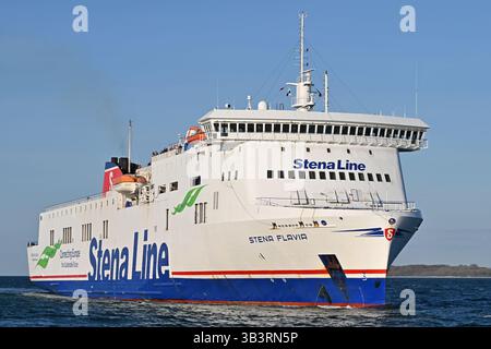 Ferry STENA FLAVIA arrives at Lübeck-Travemünde from Liepaja Stock ...