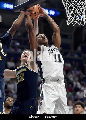 Penn State's Lamar Stevens (11) dunks during the second half of an NCAA ...