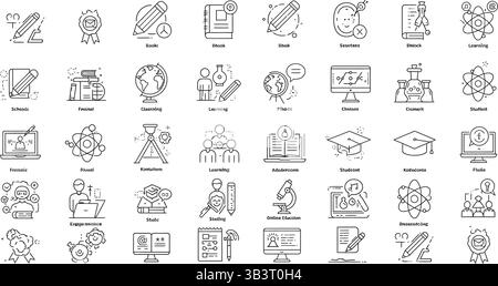 E-Learning Icon Set – Minimalist Digital Education Symbols for Online ...