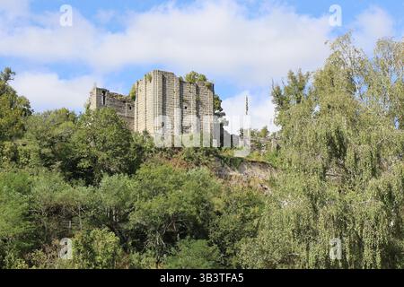 Remains of the medieval castle, town of Aubusson, Creuse department ...
