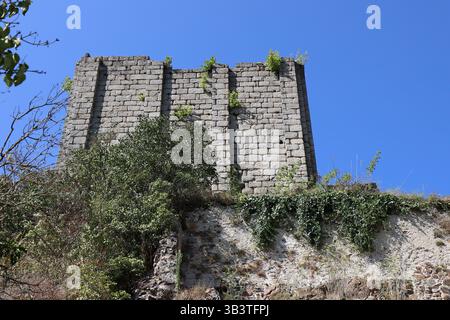 Remains of the medieval castle, town of Aubusson, Creuse department ...