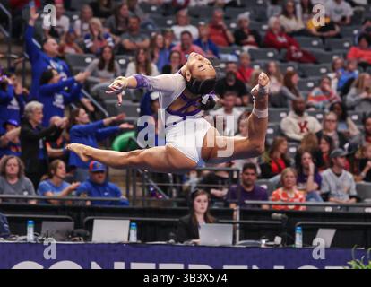 March 22, 2025: LSU's Kailin Chio on the floor exercise during Session ...