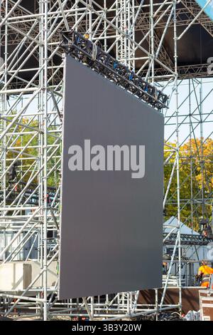 Stage equipment for the organization of concert shows. Boxes with ...