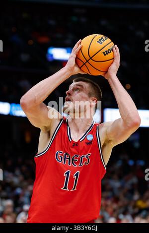 March 23, 2025: St. Mary's center Mitchell Saxen (11) looks to shoot ...
