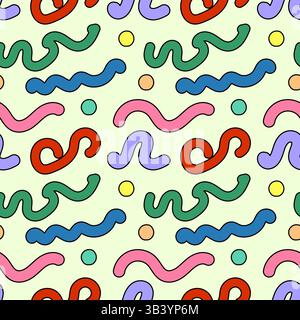 seamless pattern multicolored lines and dots. Vector illustration Stock ...