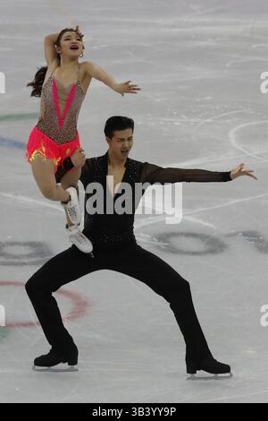 Shiyue WANG & Xinyu LIU, China, during practice, at the ISU Grand Prix ...