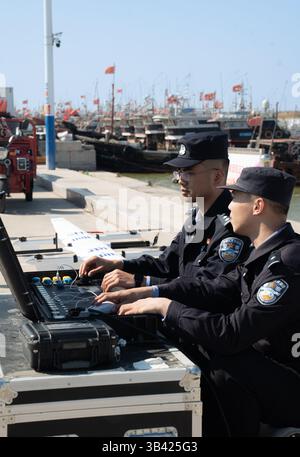 DONGYING, CHINA - APRIL 1, 2025 - Police officers visit the ...
