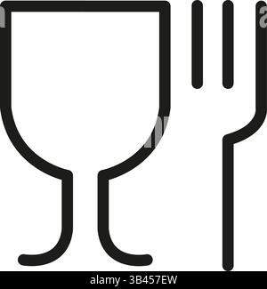 Food safe material sign. Wine glass and fork symbol meaning plastics is ...