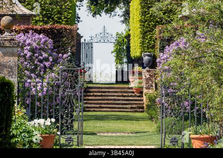 Formal clipped trees in an English Country Garden in Spring Stock Photo ...