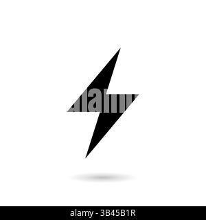 Minimalistic black lightning bolt with a subtle shadow, representing ...