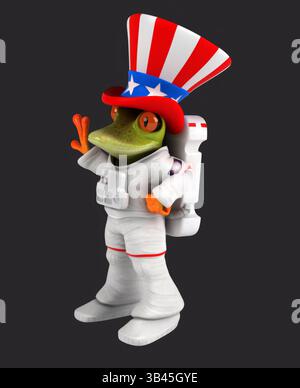 Fun 3D cartoon frog with an uncle sam hat Stock Photo - Alamy
