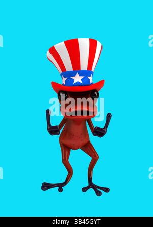 Fun 3D cartoon frog with an uncle sam hat Stock Photo - Alamy