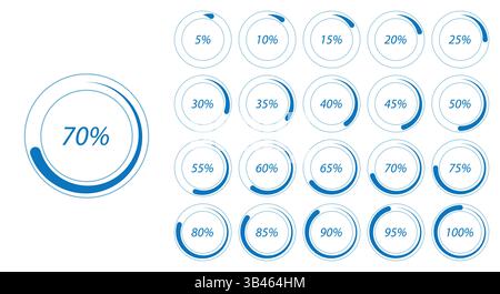 Circular progress chart. Blue line circle diagram Stock Vector Image ...