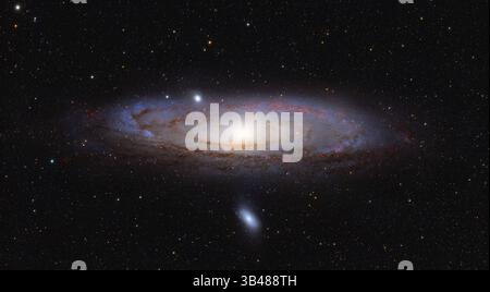 Andromeda Galaxy, Messier 31 and its satellite galaxies, Messier 32 and Messier 110, in the ...