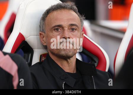 Paris Saint-Germain manager Luis Enrique directs his team during the ...