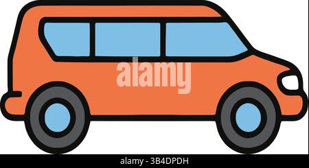 Cartoon Orange Van with Blue Windows and Matching Wheels, Simple ...