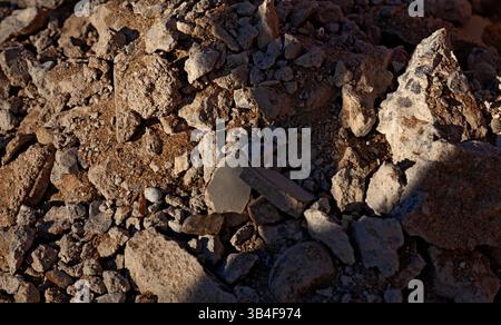 A detailed view of a weathered rock surface showing natural patterns ...