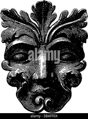 Ornamental engraved face design for artistic and decorative use Stock ...