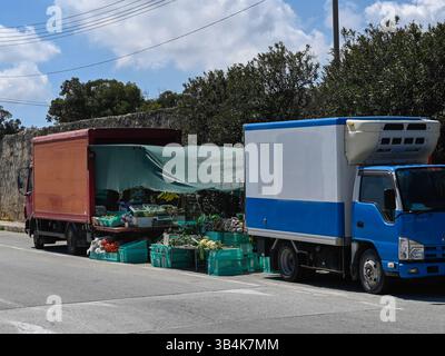 MALTA - APRIL 11, 2025: outdoor fruit and vegetable farm shop stall on ...