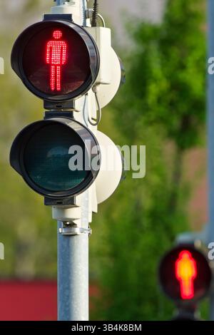 Crosswalk stop red light on traffic lights for pedestrians Stock Photo ...