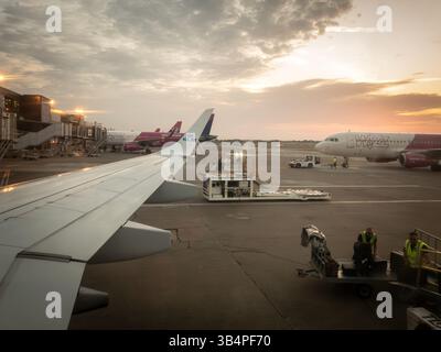 BELGRADE, SERBIA - AUGUST 12, 2024: KLM airplane ready for takeoff from ...