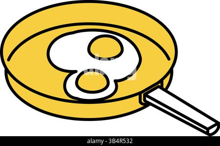 Cooking school isometric icon with frying pan food and character ...