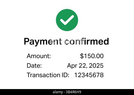 Confirmation message interface showing amount sent, date, and status ...