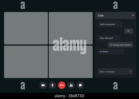 Modern video call platform displaying participant windows and ...