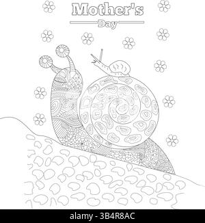 Mother Snail and Baby Snail Coloring Page for Kids Stock Vector Image ...