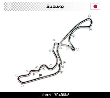 Suzuka circuit, Japan. Motorsport race track vector map Stock Vector ...