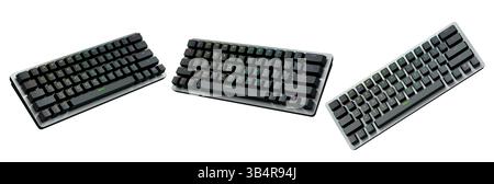 Collection of mechanical keyboards isolated on white background with ...