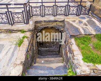 Black and white Mount Kazbek in winter. Caucasus Mountains, Georgia ...