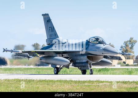 A F-16 of the 93rd Fighter Squadron, nicknamed the Makos, is part of ...
