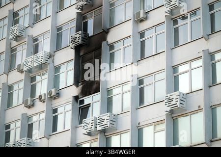 the aftermath of a fire in an apartment building in the August ...