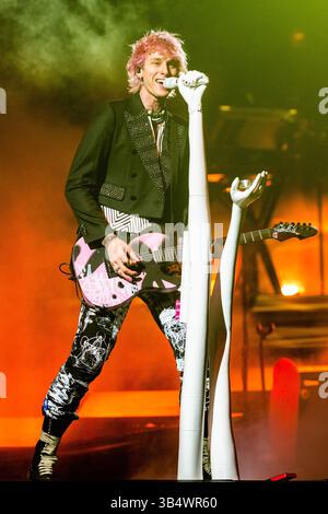 Machine Gun Kelly performs during the half-time show of the CFL 112th ...