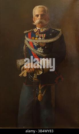 The portrait of King Umberto I of Italy portrays the king in full regal ...