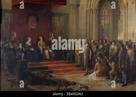 This historical artwork of Christopher Columbus depicts the famed ...