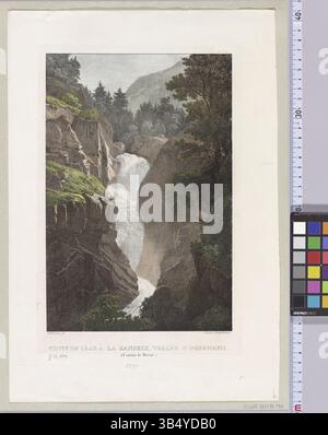 Waterfall of the Aare River; Chute de l'Aar au Dessus de Gutdannen ...